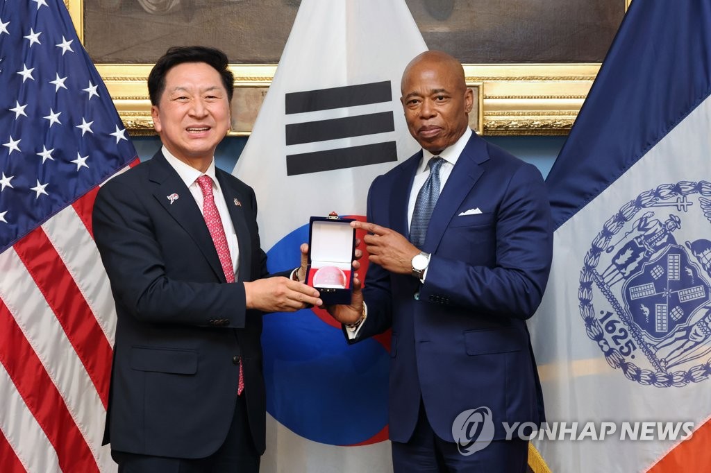 에릭 애덤스 뉴욕시장 만나는 김기현 대표 연합뉴스